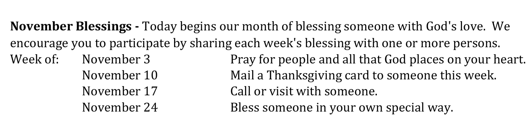 November Blessings – Fairview United Methodist Church